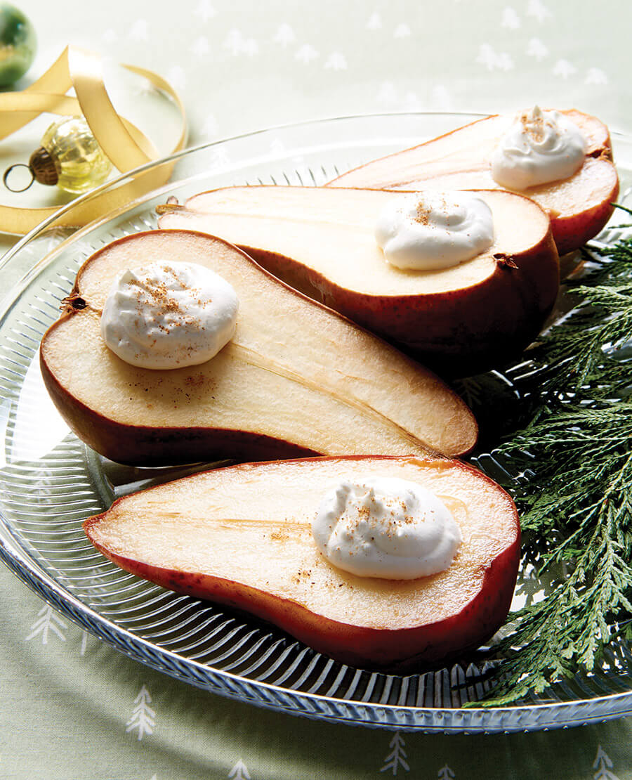 Baked Pears With Maple Syrup & Cinnamon Cream | Our State